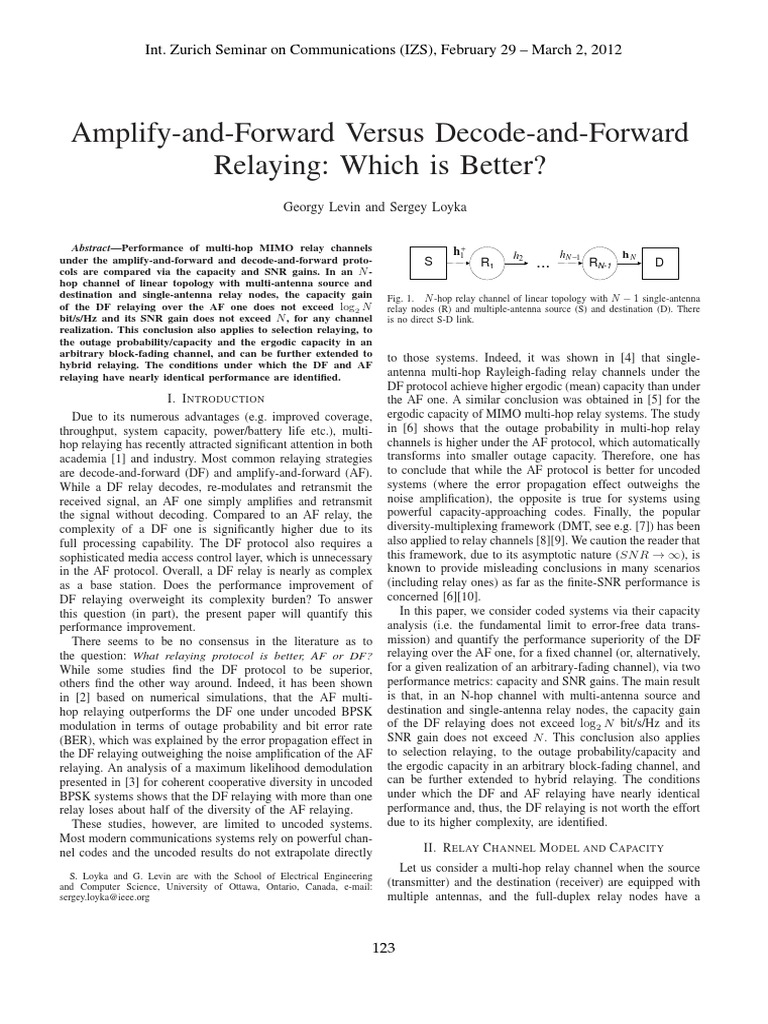 Amplify And Forward Versus Decode And Forward Pdf Mimo