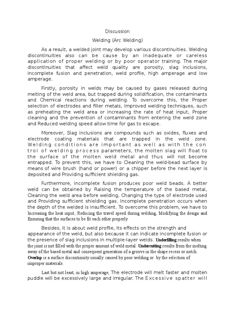 Discussion Recommendation Conclusion Welding | PDF | Welding | Construction