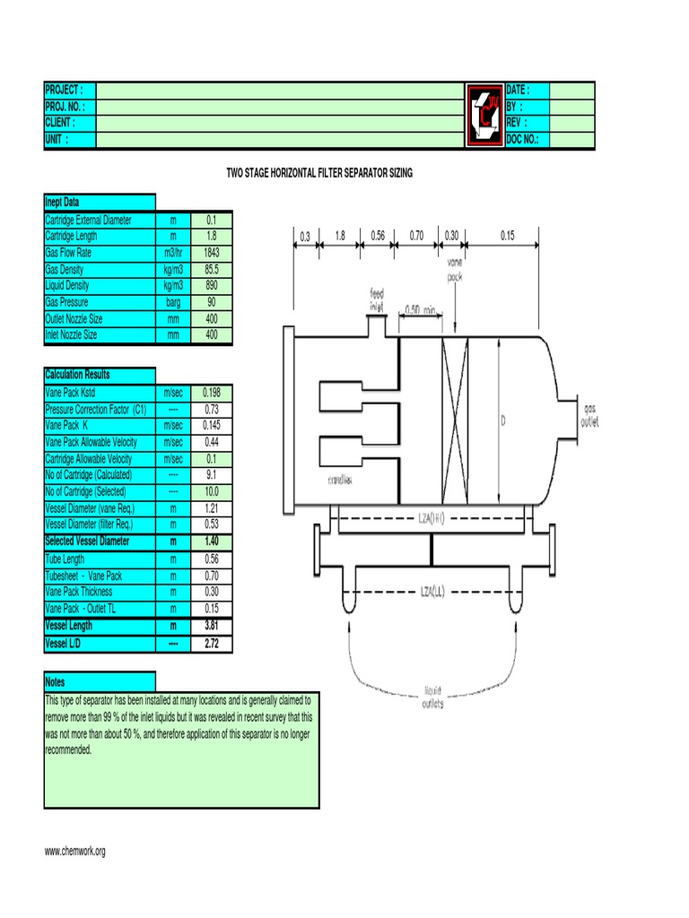 Filter Separator Sizing PDF | PDF | Nozzle | Energy Technology
