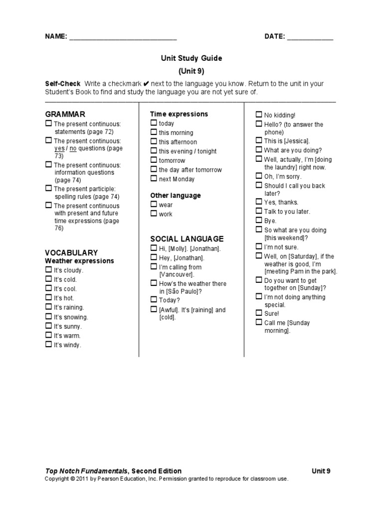 UNIT 09 Unit Study Guide PDF | Download Free PDF | Grammar | Human ...