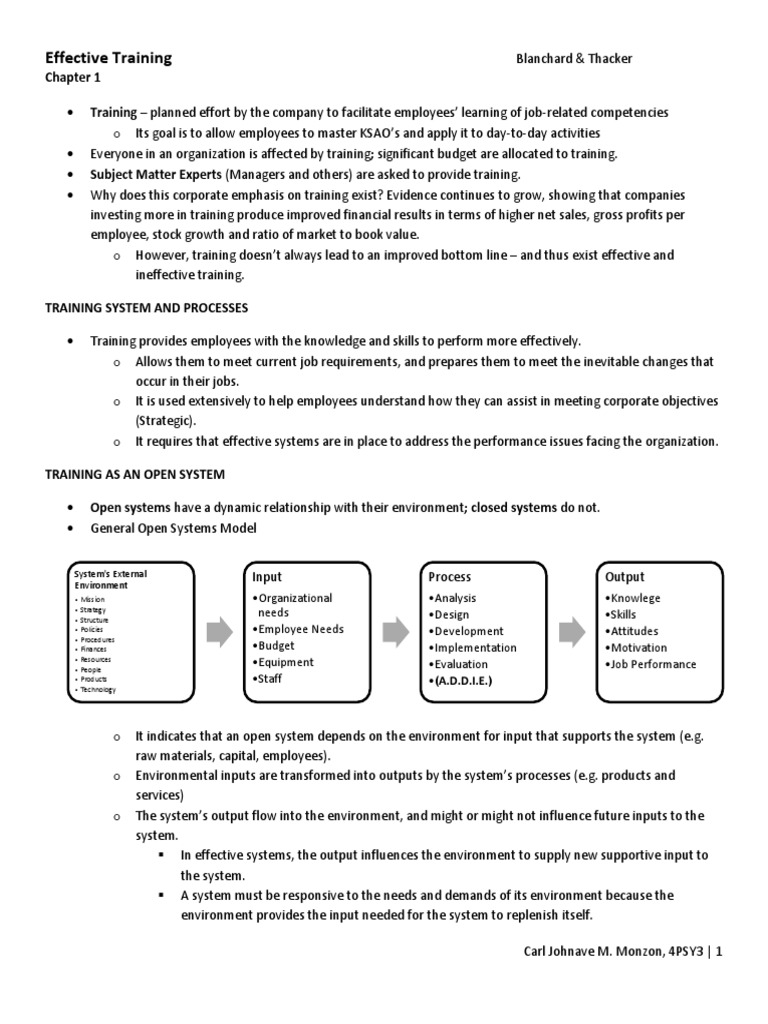 Chapter 1 Training in Organizations PDF | PDF | Competence (Human ...