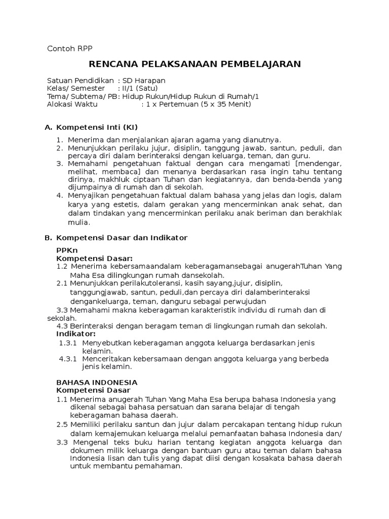 Contoh RPP k13 SD | PDF