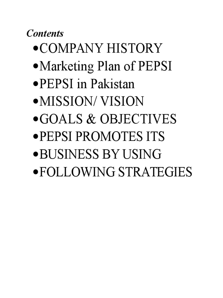 Pepsi Company To Achieve Goals | PDF | Pepsi | Pepsi Co