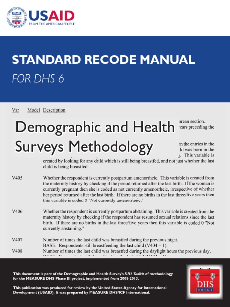 DHS VI Individual Recode Manual | PDF | Survey Methodology | Sampling ...