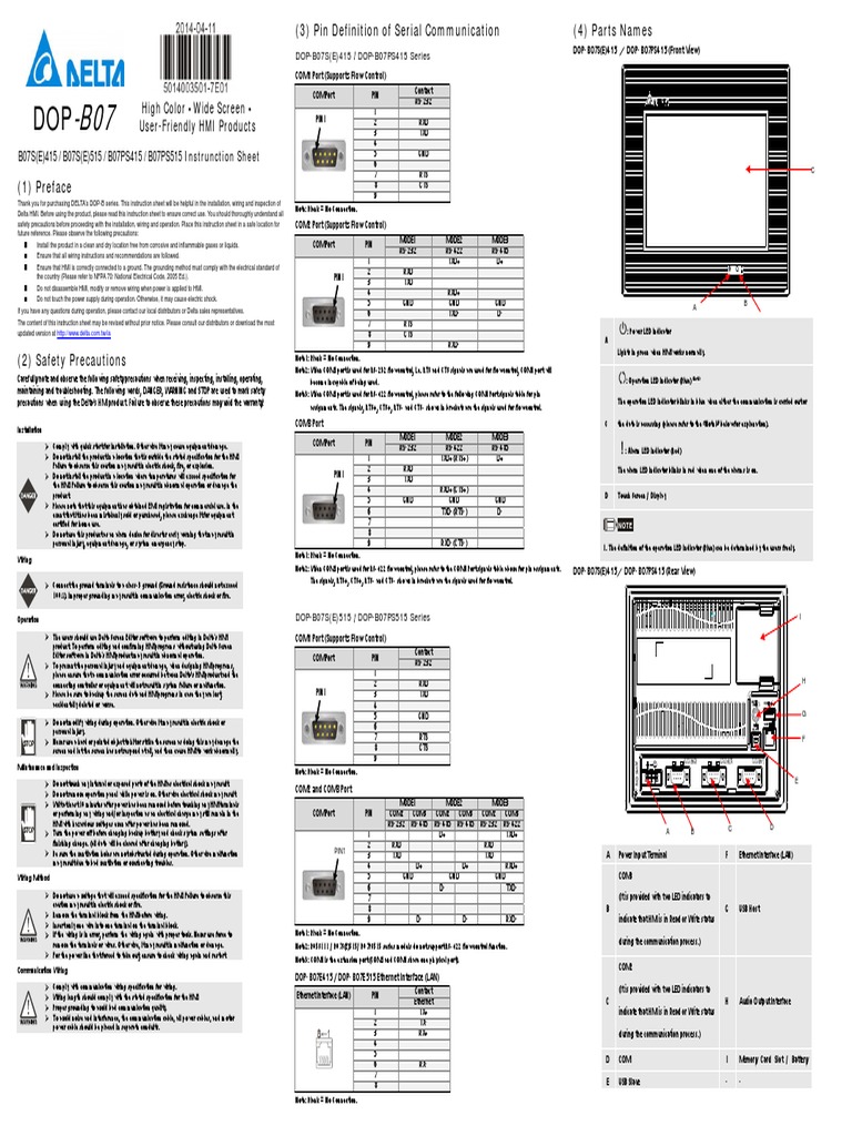 Hmi Dop B07e415 | PDF | Electrical Connector | Electrical Wiring