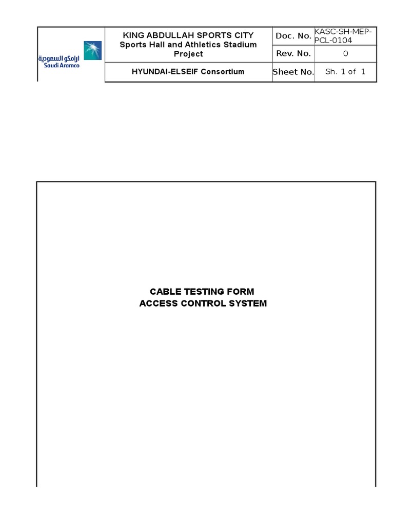 King Abdullah Sports City Cable Testing Form | PDF