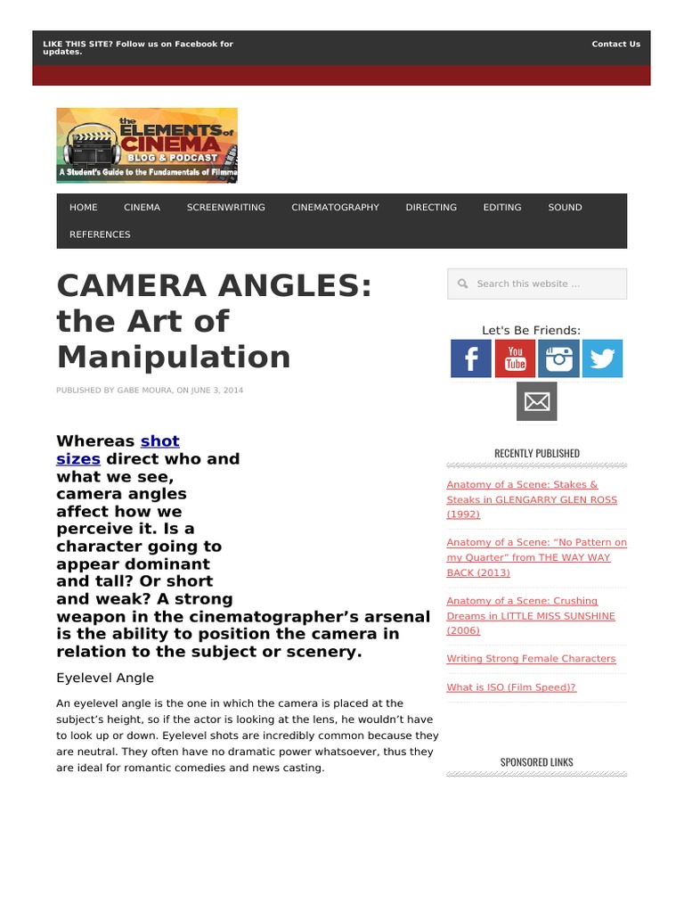 Camera Angles | PDF | Cinematography | Camera Lens