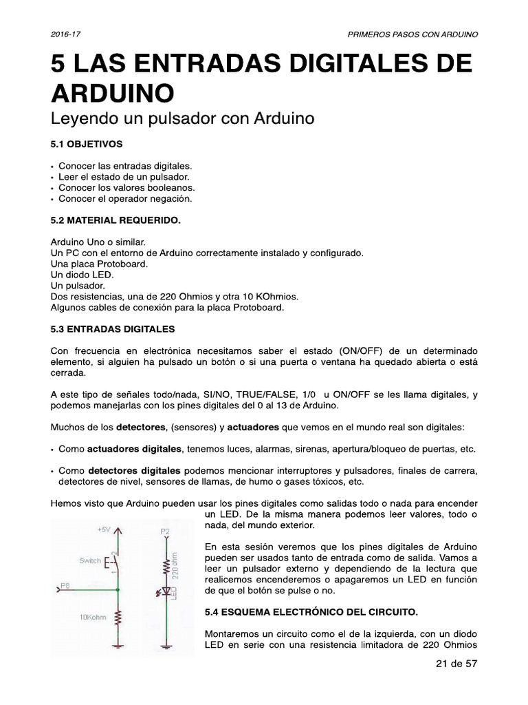 #5 Las Entradas Digitales de Arduino PDF | PDF
