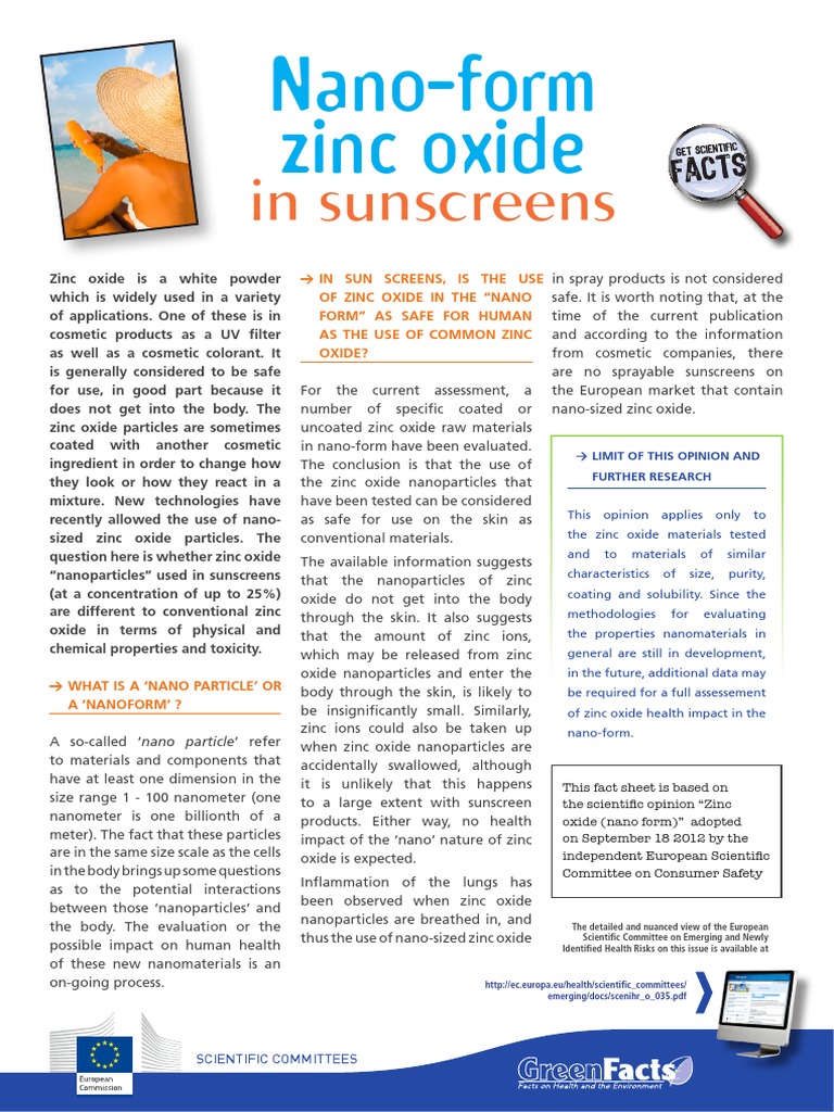 In Sunscreens: Nano-Form Zinc Oxide | PDF | Nanotechnology | Nanoparticle