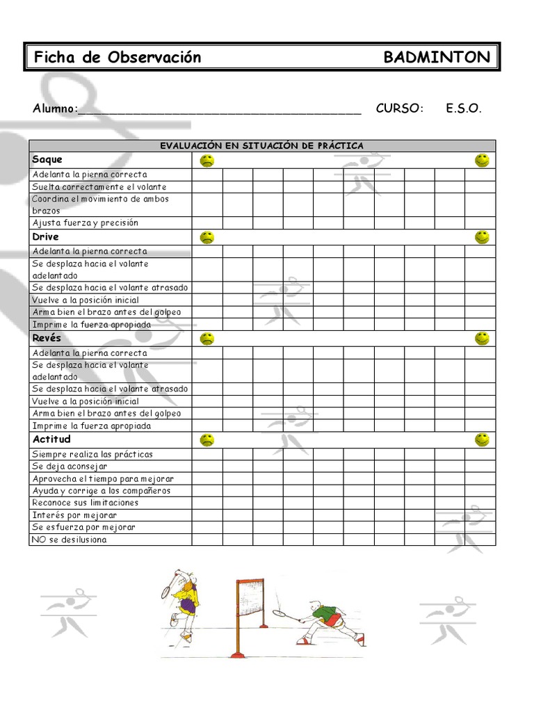 Ficha de Observacion Badminton | PDF