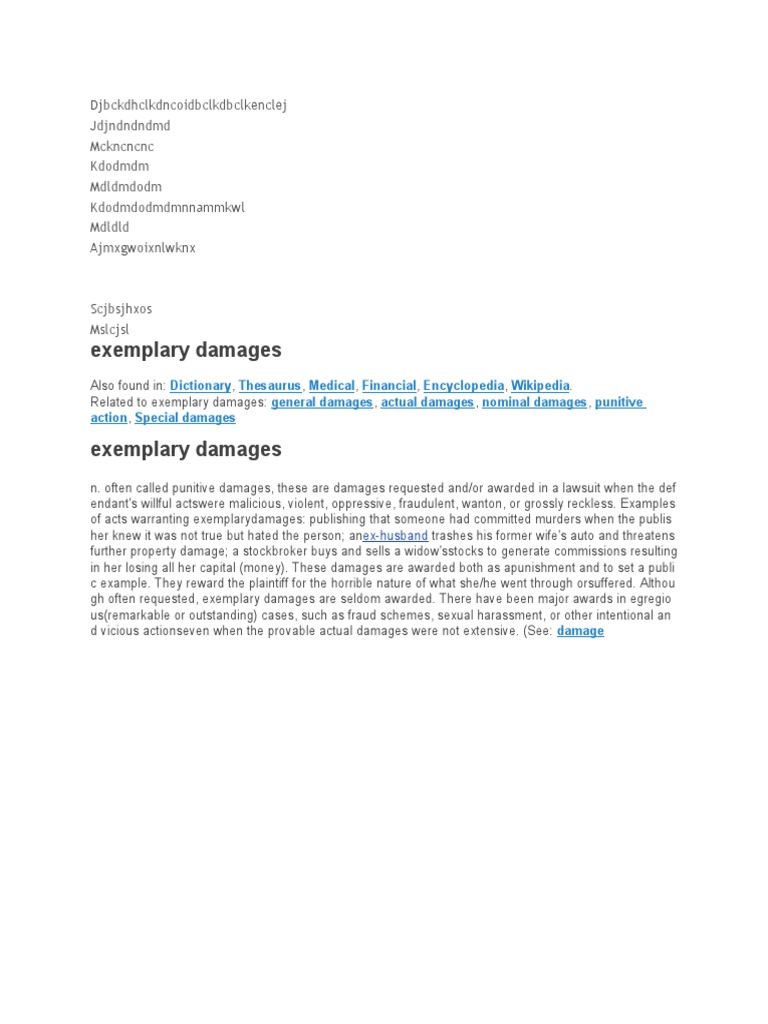 Understanding Exemplary Damages Explained | PDF