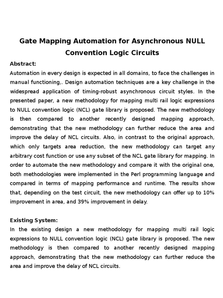 Gate Mapping Automation For Asynchronous NULL Convention Logic Circuits | PDF | Computers