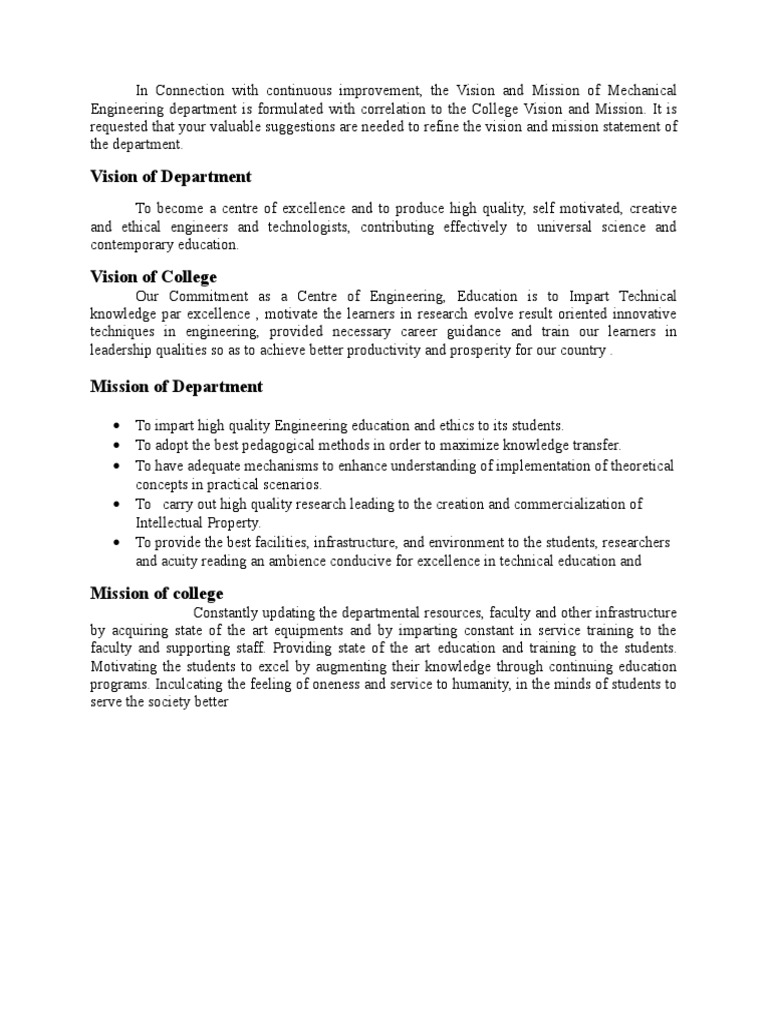 Vision of Department | PDF | Art