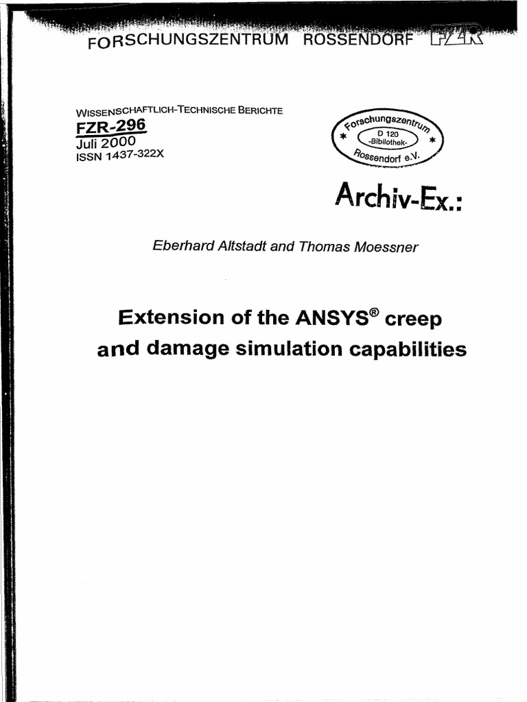 Extension of The ANSYS Creep and Damage - User Programming | PDF ...