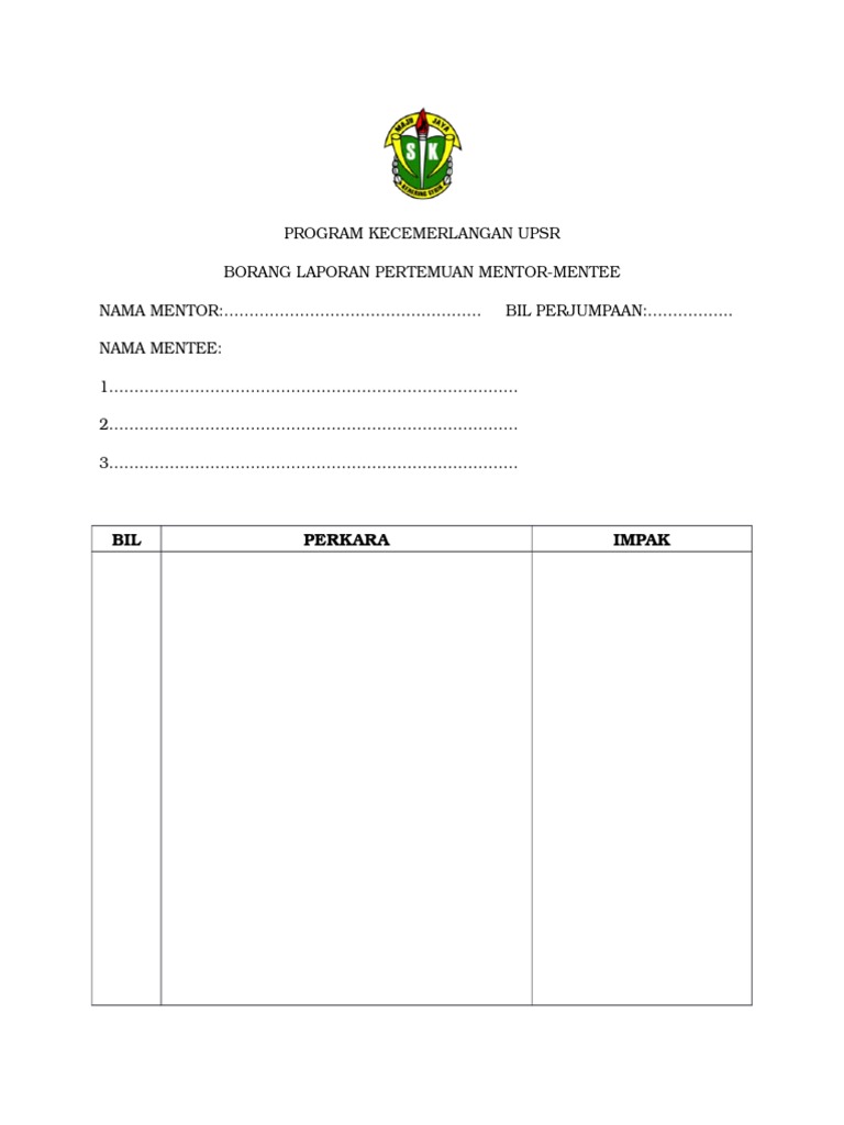 Borang Mentor Mentee SKK | PDF