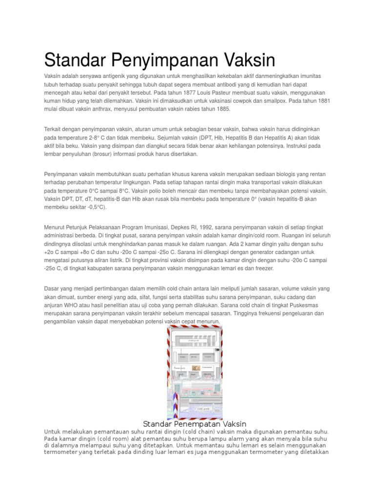 Standar Penyimpanan Vaksin | PDF