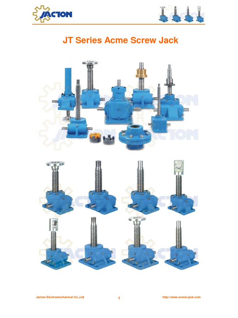 JT Series Acme Screw Jack Overview | PDF | Gear | Screw