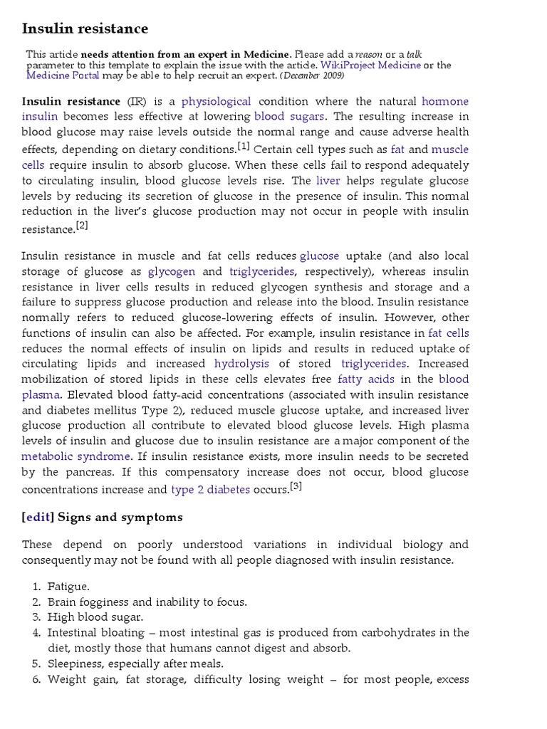 Insulin Resistance (IR) Is A | PDF | Insulin Resistance | Blood Sugar