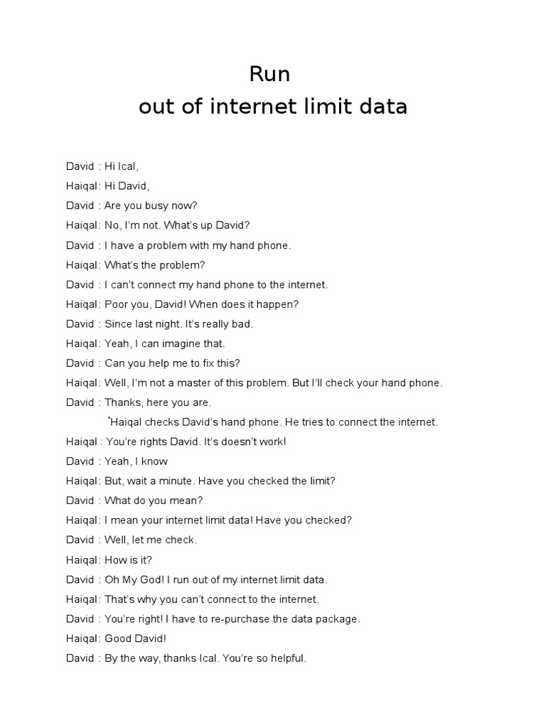 Run Out of Internet Limit Data | PDF