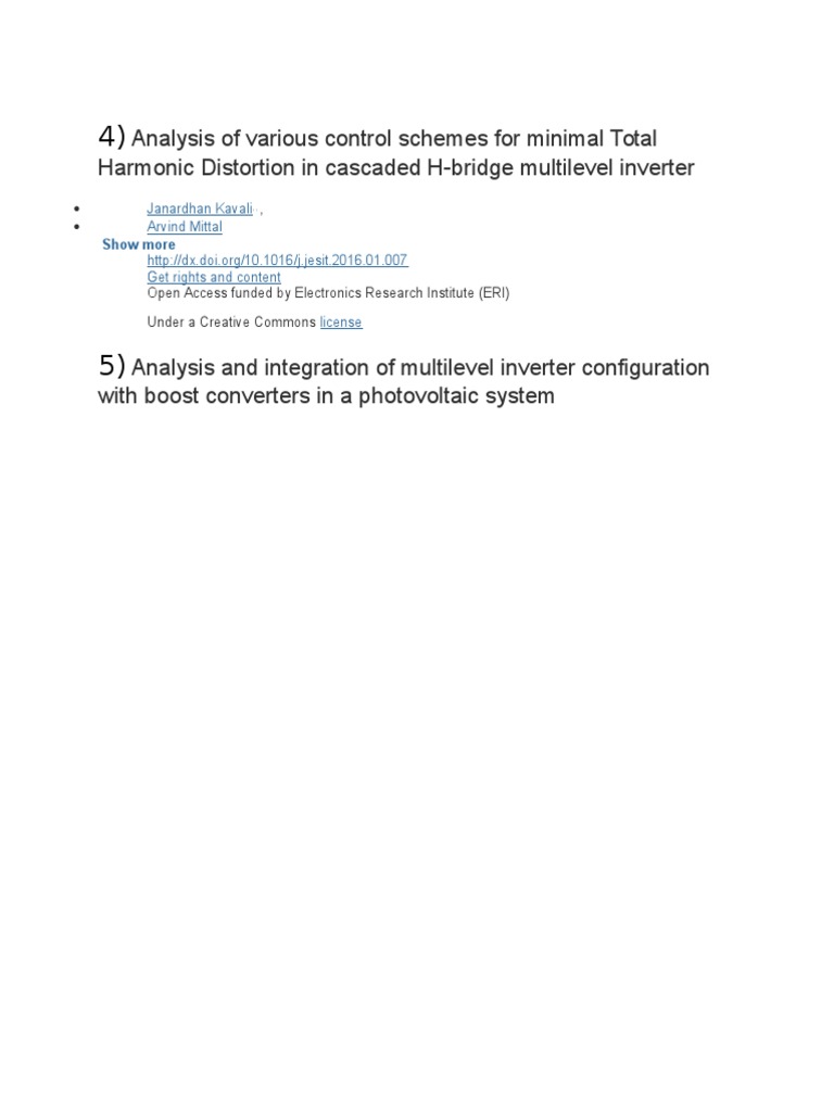 Analysis of Various Control Schemes For Minimal Total Harmonic Distortion in Cascaded H-Bridge ...