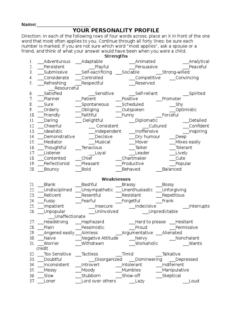 Your Personality Profile Assessment | PDF | Social Psychology ...