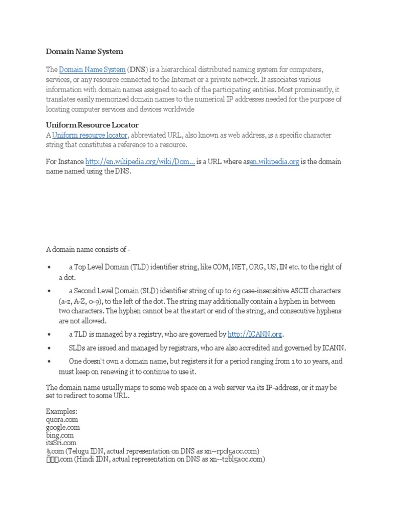 Domain Name System Pdf Domain Name Uniform Resource Locator