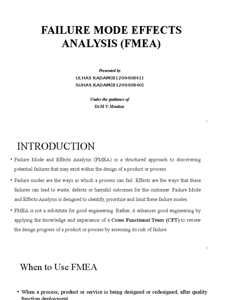 Failure Mode Effects Analysis (Fmea) | PDF | Systems Theory | Systems ...