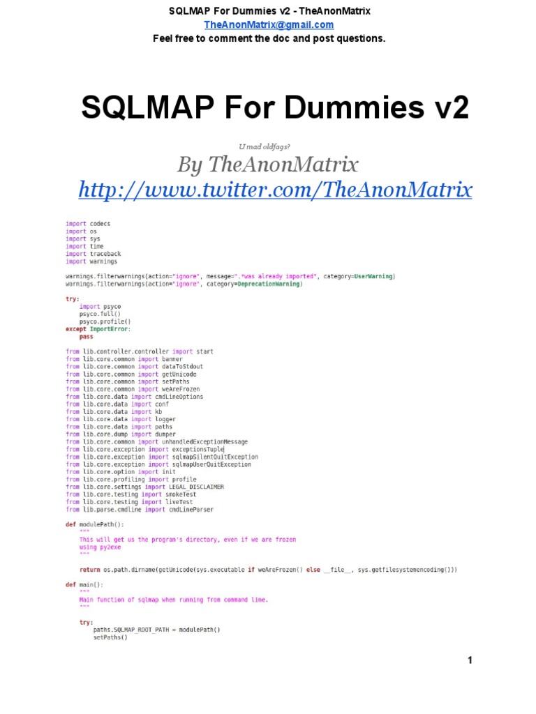 Sqlmap For Dummies V2: by Theanonmatrix | Download Free PDF | Hacker ...
