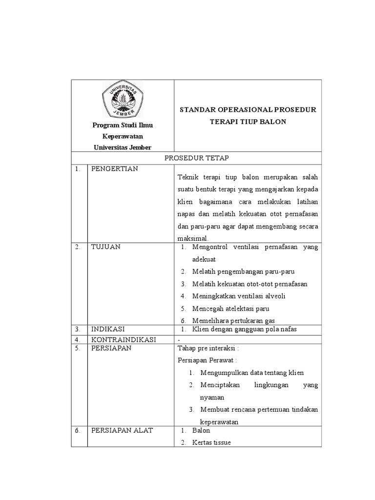 SOP Tiup Balon | PDF