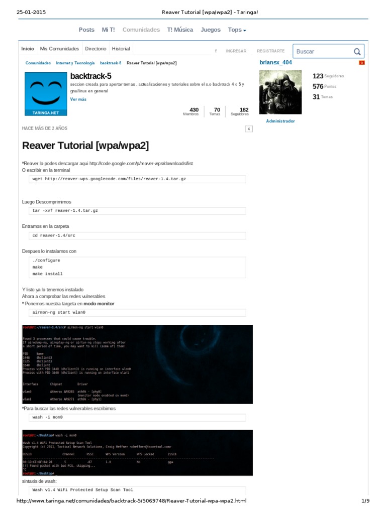 Reaver Tutorial (Wpa - Wpa2) - Taringa! | PDF | Ieee 802.11 | Estándares de red