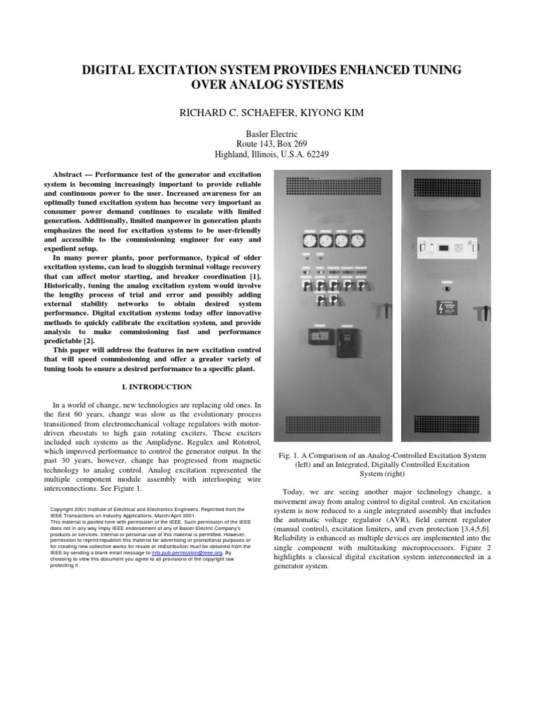 Basler Digital Excitation | PDF | Control Theory | Electric Generator