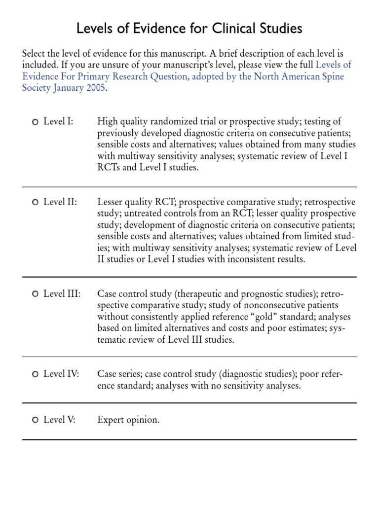 Levels of Evidence PDF | PDF