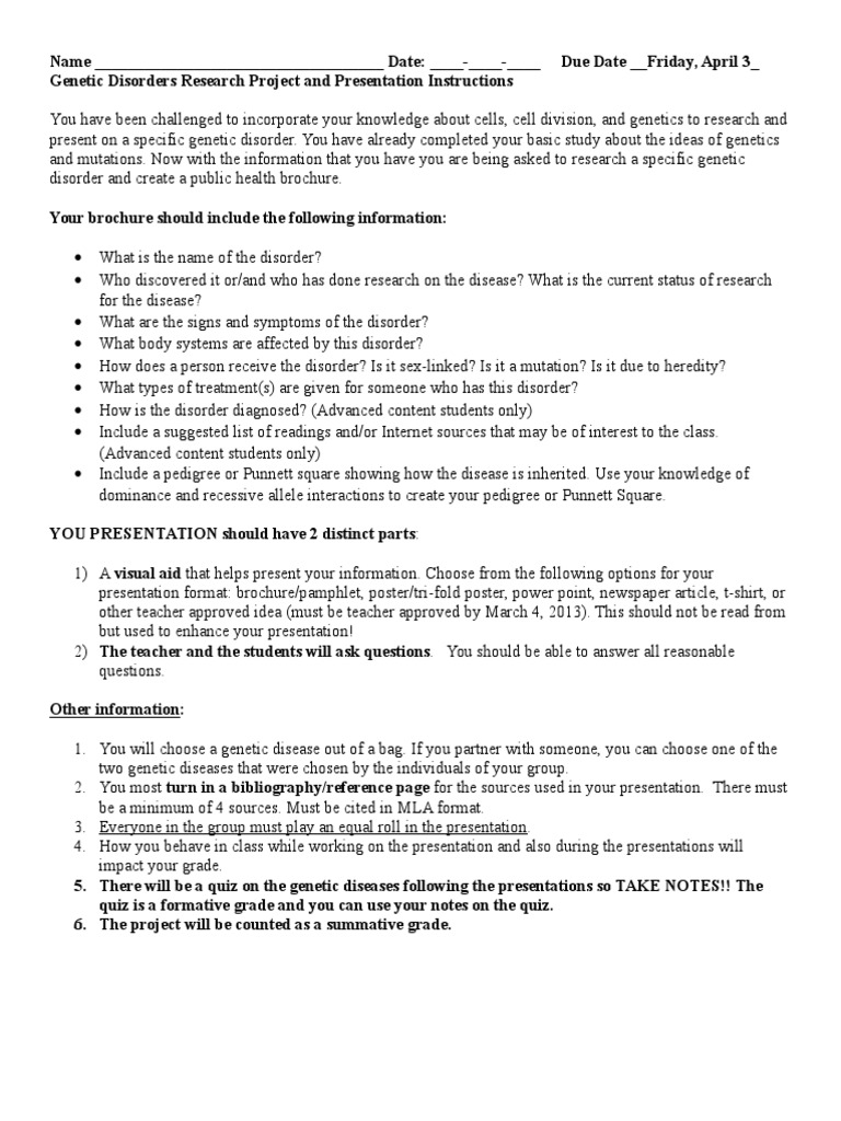 Class 12 Genetic Disorders Project Guide | PDF | Genetics | Heredity