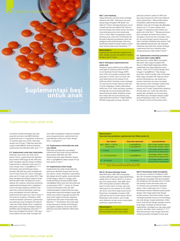 Suplementasi Zat Besi Rekomendasi IDAI | PDF