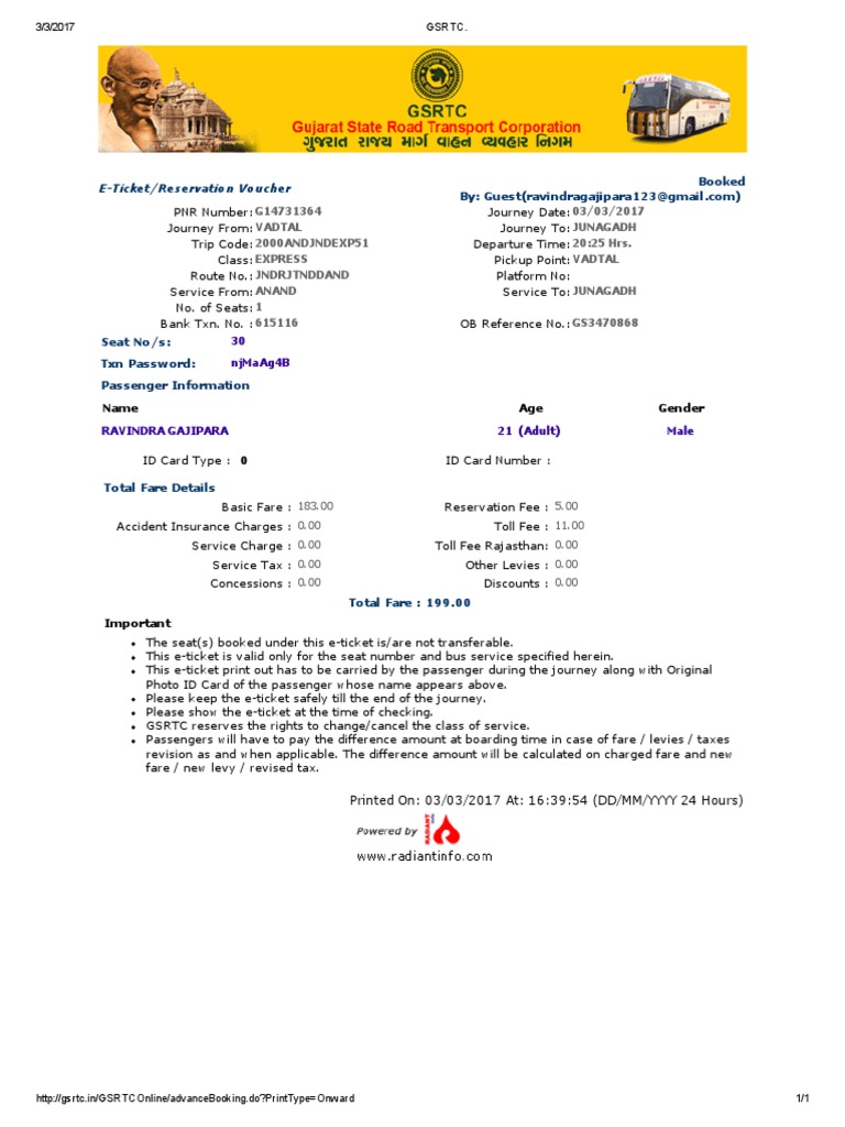 GSRTC | PDF | Identity Document | Fee