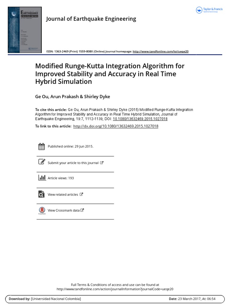 Modified Runge Kutta Integration Algorithm For Improved Stability and Accuracy in Real Time ...