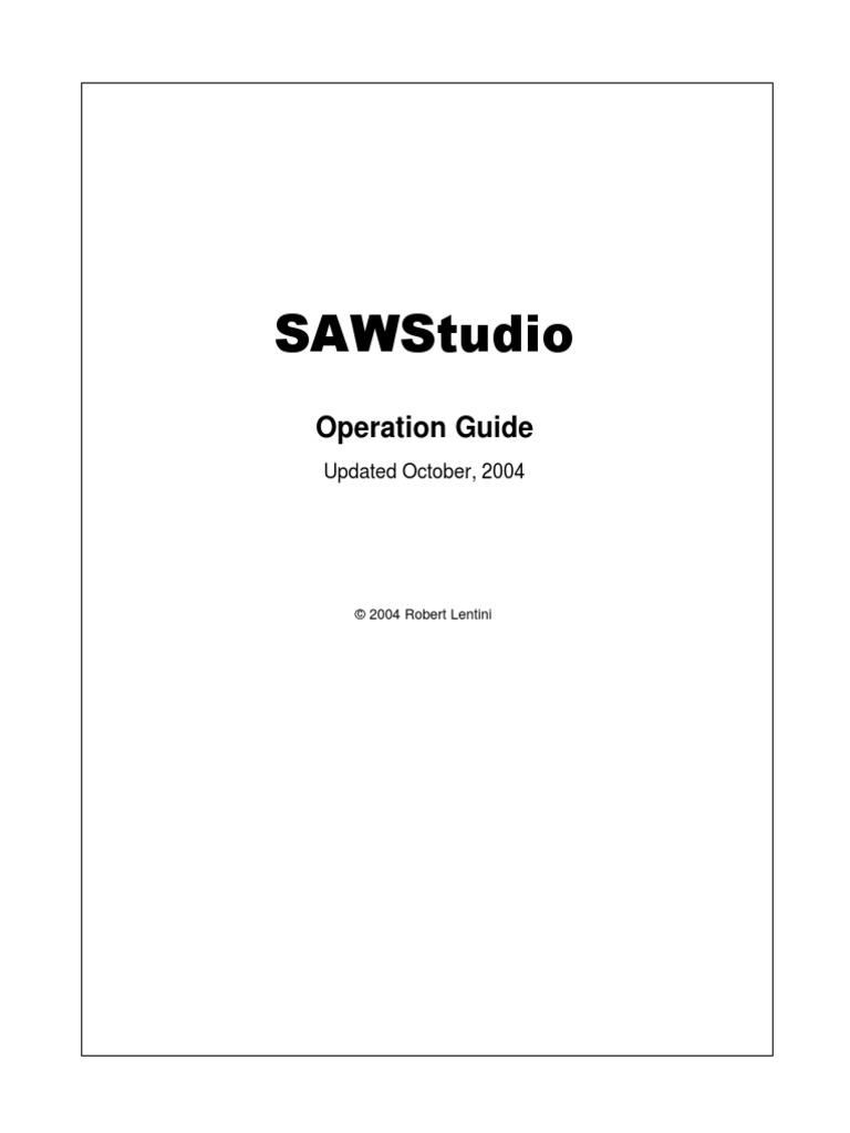 SAWStudio Manual | PDF | Microsoft Windows | Graphical User Interfaces