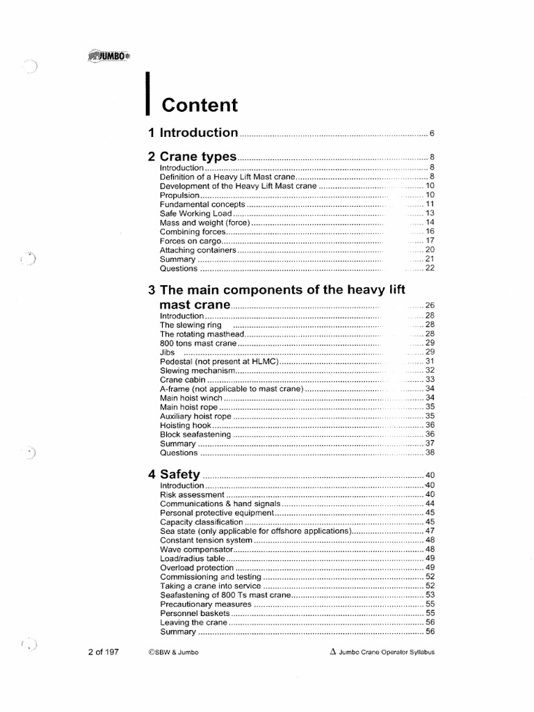 Jumbo Crane Operator PDF | PDF | Crane (Machine) | Weight