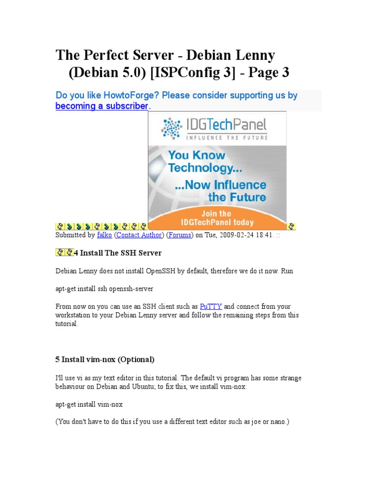 The Perfect Server Debian 3 | PDF | Advanced Packaging Tool | I Pv6