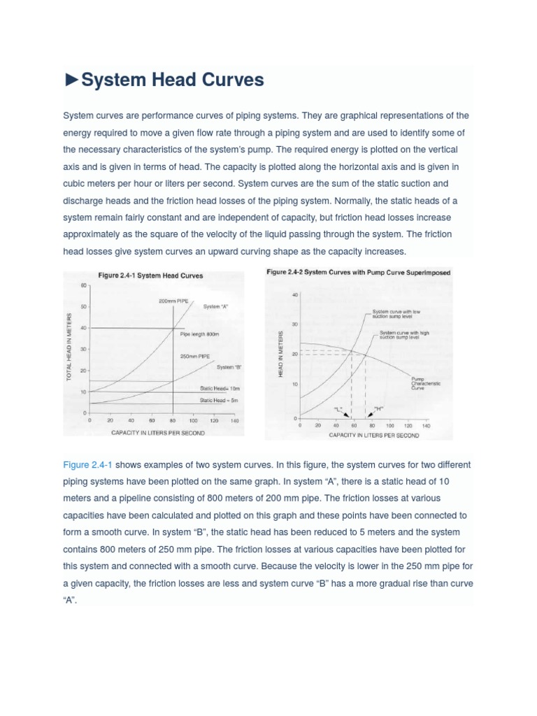 System Head Curves : Figure 2.4-1 | PDF | Pump | Friction