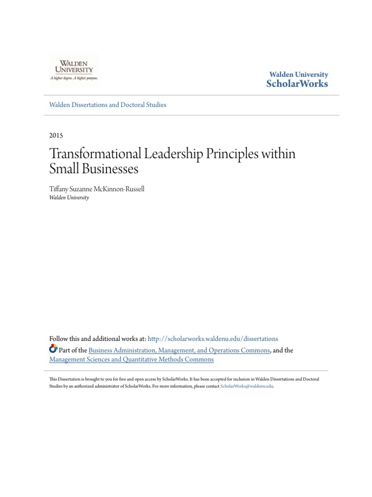 Transformational Leadership Principles Within Small Businesses | PDF ...