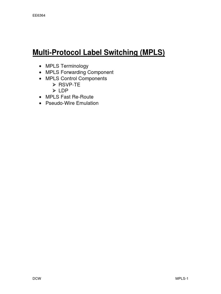 Multi-Protocol Label Switching (MPLS) | Download Free PDF | Multiprotocol Label Switching ...