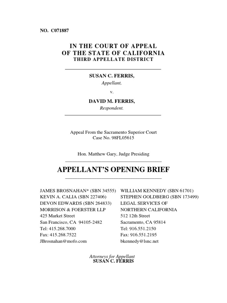 Appellant'S Opening Brief: in The Court of Appeal of The State of ... Appellant'S Opening Brief: in The Court of Appeal of The State of ...
