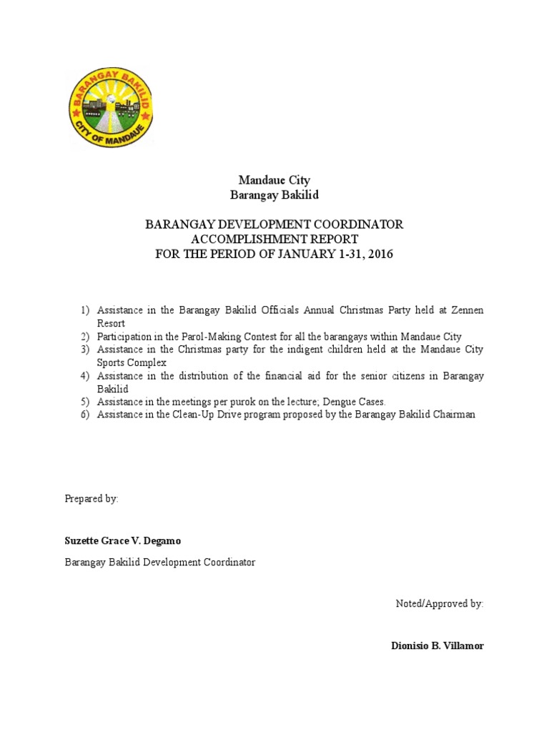 Mandaue City Barangay Bakilid Barangay Development Coordinator ...