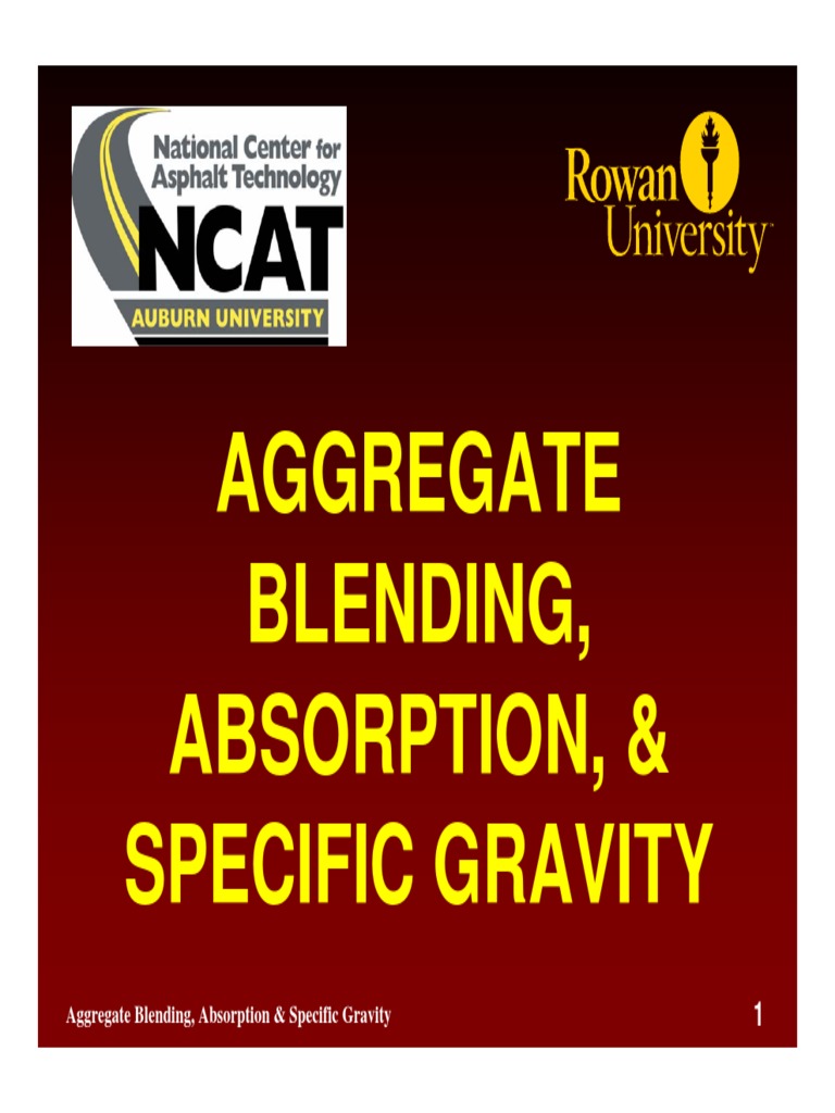 Aggregate Blending Absorption Specific Gravity | PDF | Quantity | Chemistry