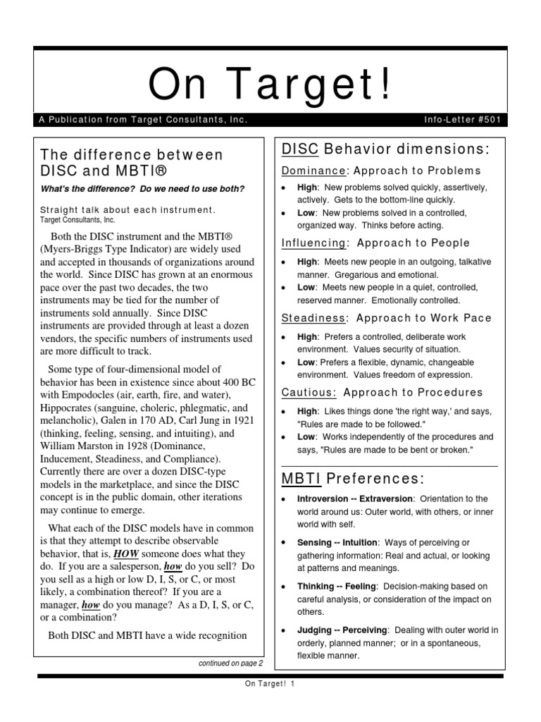 Disc Vs Mbti | PDF | Epistemology | Cognition