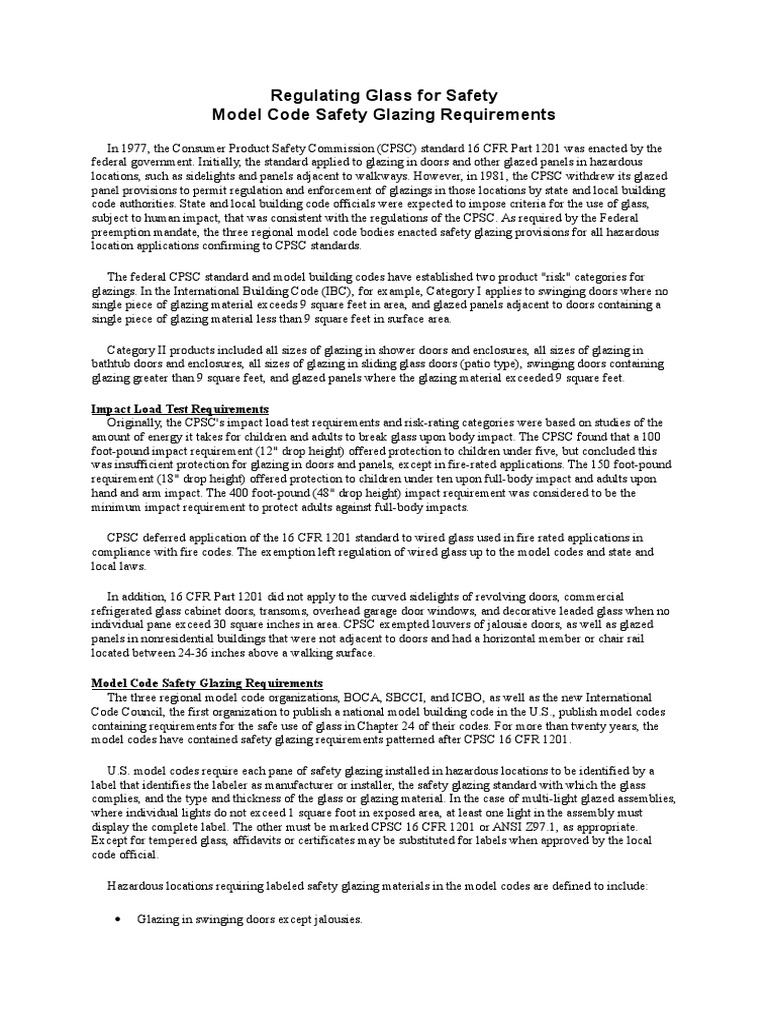Regulating Glass For Safety | PDF | Door | Window