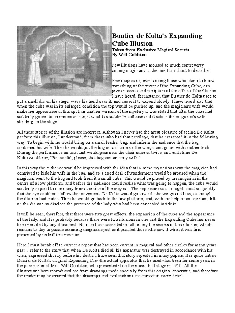 The Secret of Buatier de Kolta's Expanding Cube Illusion Revealed | PDF ...
