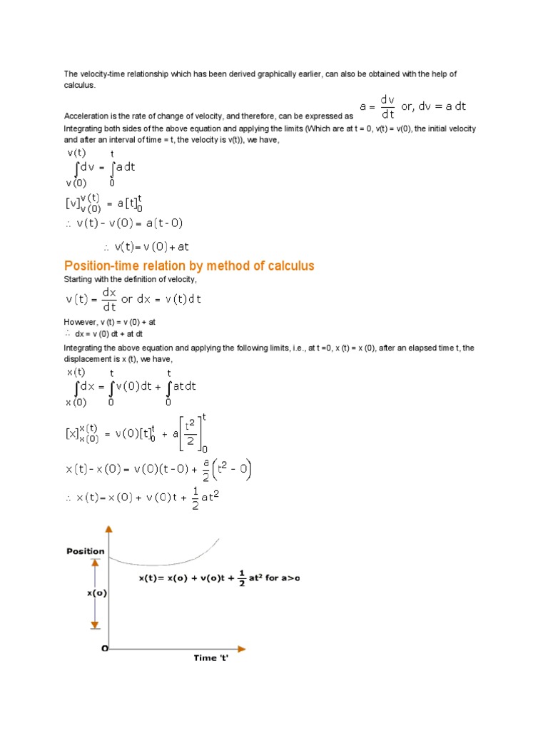 Calculus in Velocity-Time Relationships | PDF
