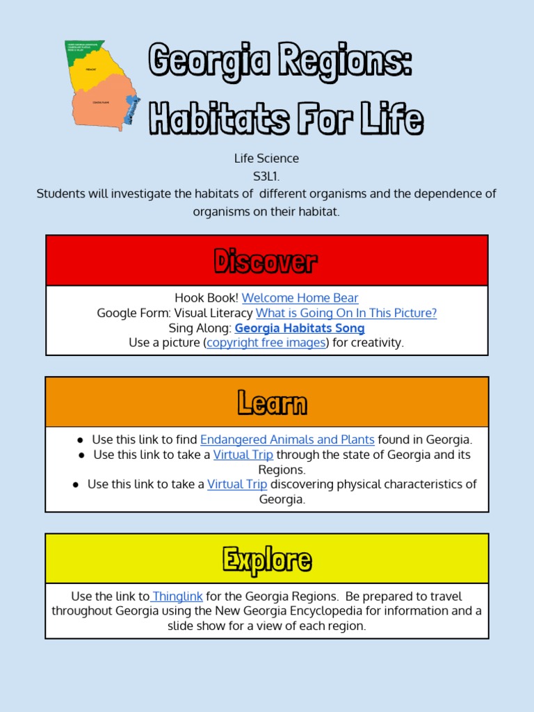 Georgia Regions: Habitats For Life: Discover | PDF | Google | Teaching
